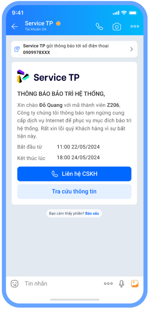 Zalo Notification Service | Gửi Tin Nhắn Thông Báo Trên Zalo OA